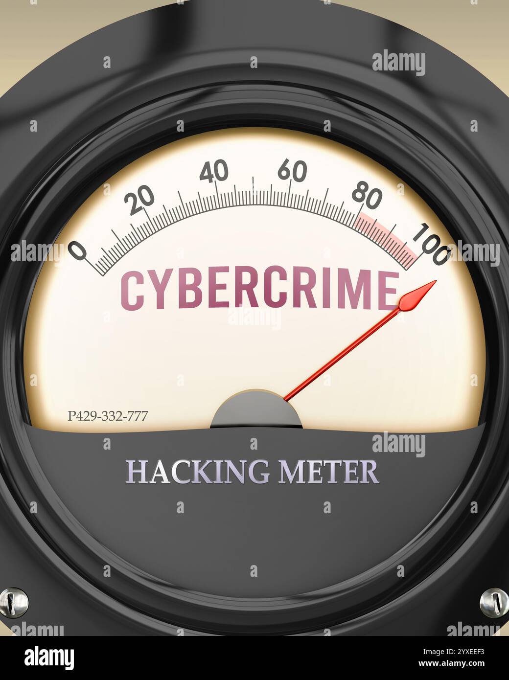 Cybercrime and Hacking Meter that is hitting a full scale, showing a ...