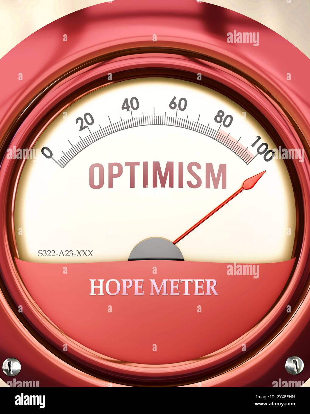 Optimism and Hope Meter that is hitting a full scale, showing a very high level of optimism ...
