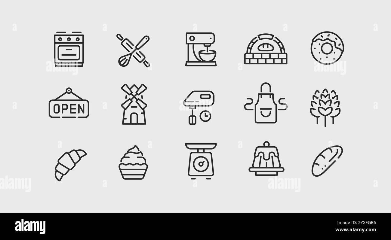 Bakery Icons Set Stock Vector Image & Art - Alamy