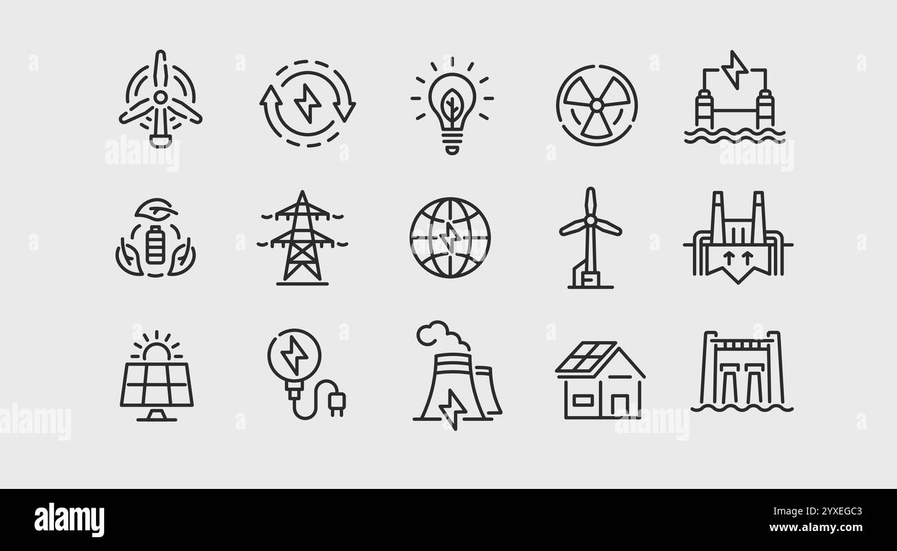 Eco energy plant atom icon Black and White Stock Photos & Images - Alamy