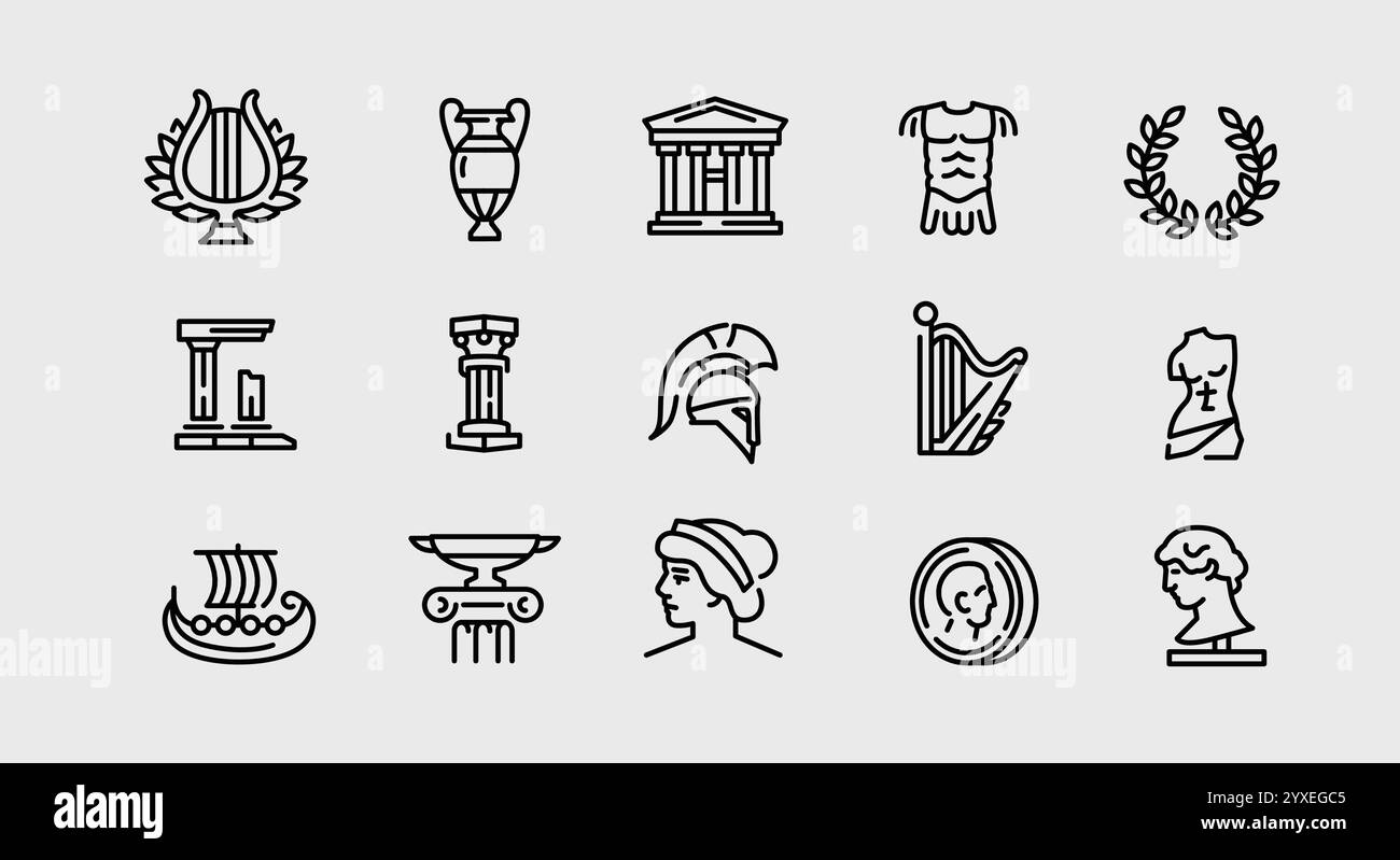 Ancient Greece Icons Set Stock Vector Image & Art - Alamy