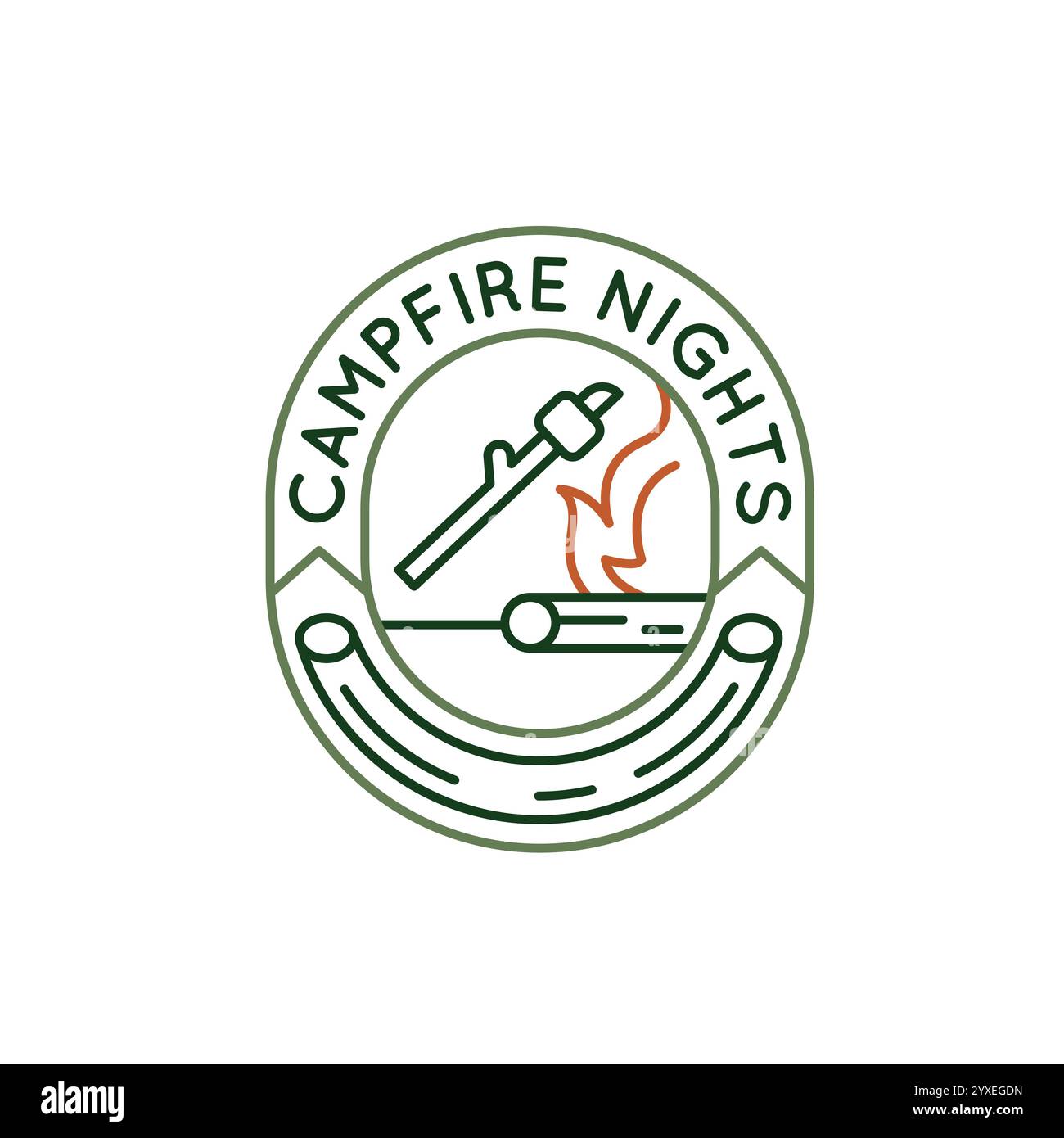 Simple Logo with Campfire Nights Icon Stock Vector Image & Art - Alamy