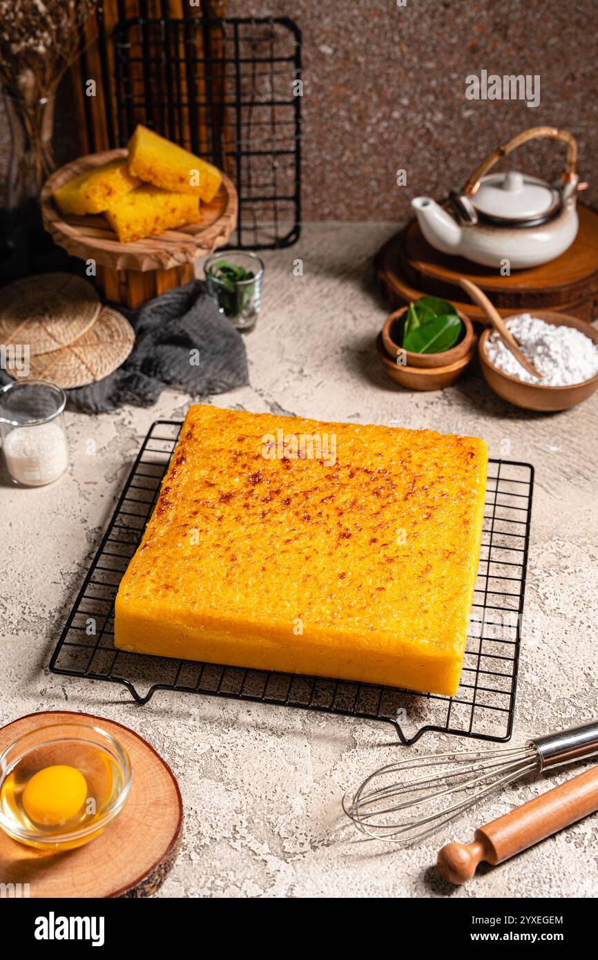 Bika ambon or golden cake or golden kuih bingka in Singapore, is an ...