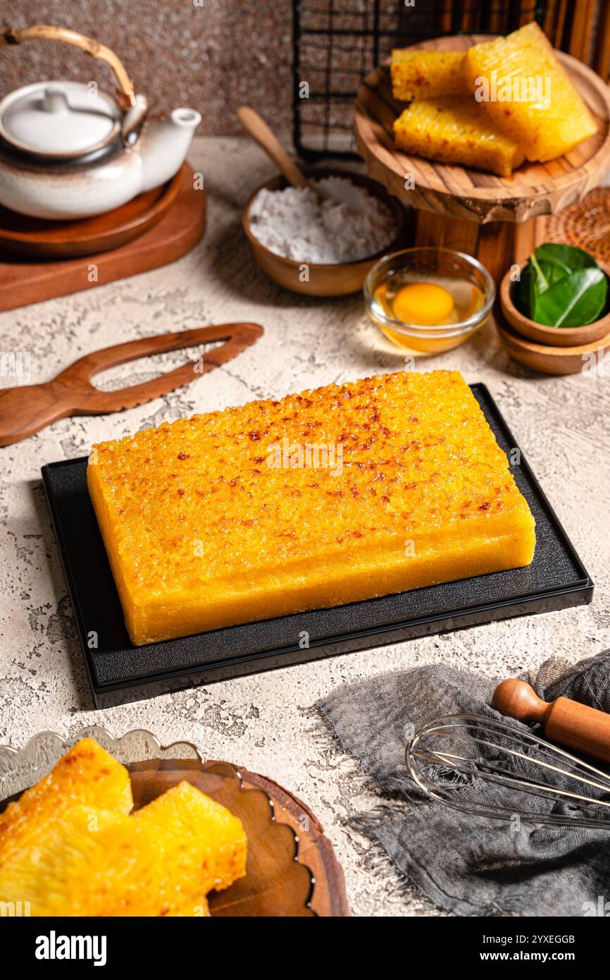 Bika ambon or golden cake or golden kuih bingka in Singapore, is an ...