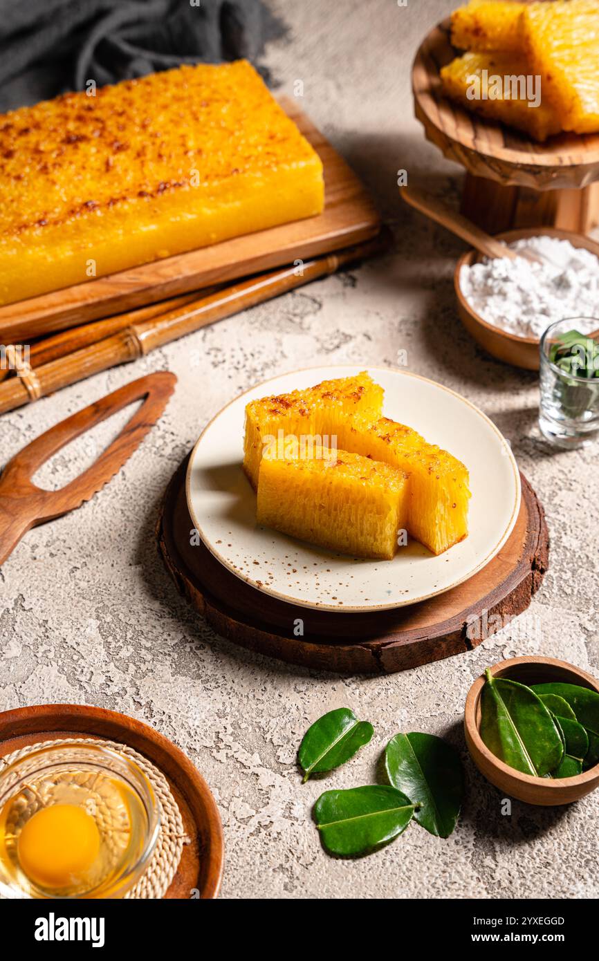 Bika ambon or golden cake or golden kuih bingka in Singapore, is an ...