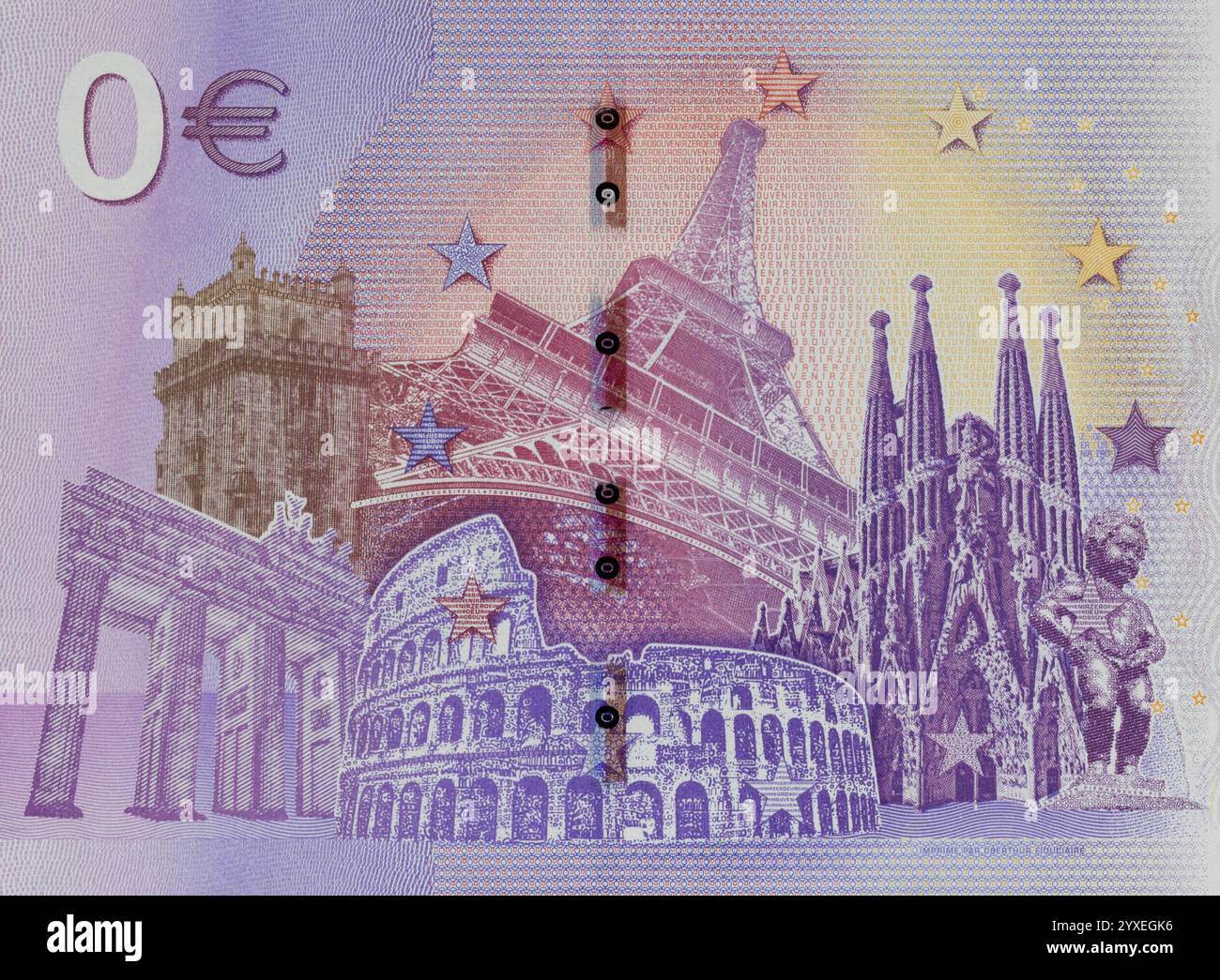 Turkey souvenir 0 zero euro banknote featuring representation of six ...