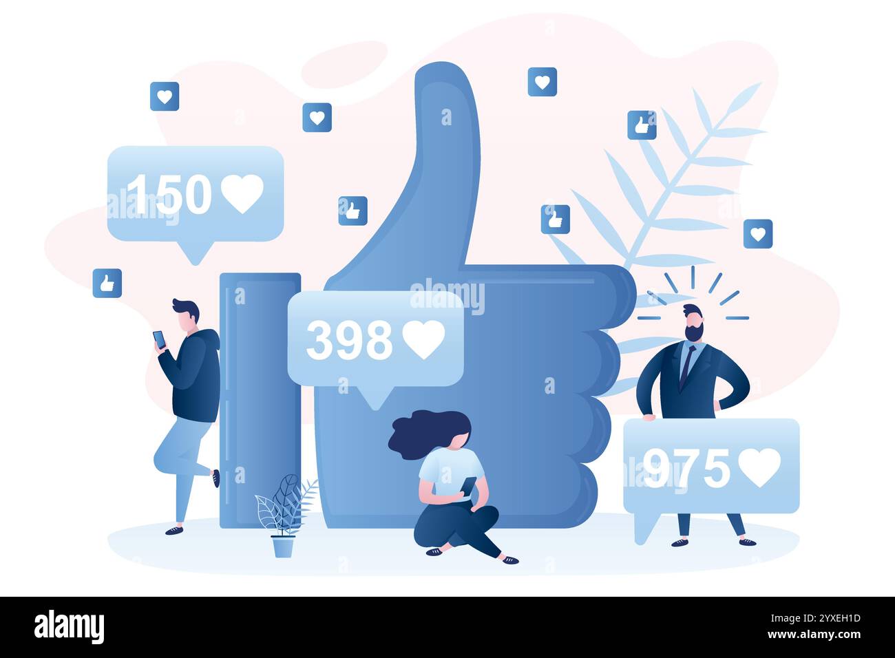 Social Network Users Receive Likes People Characters In Trendy Style Social Network And Humans