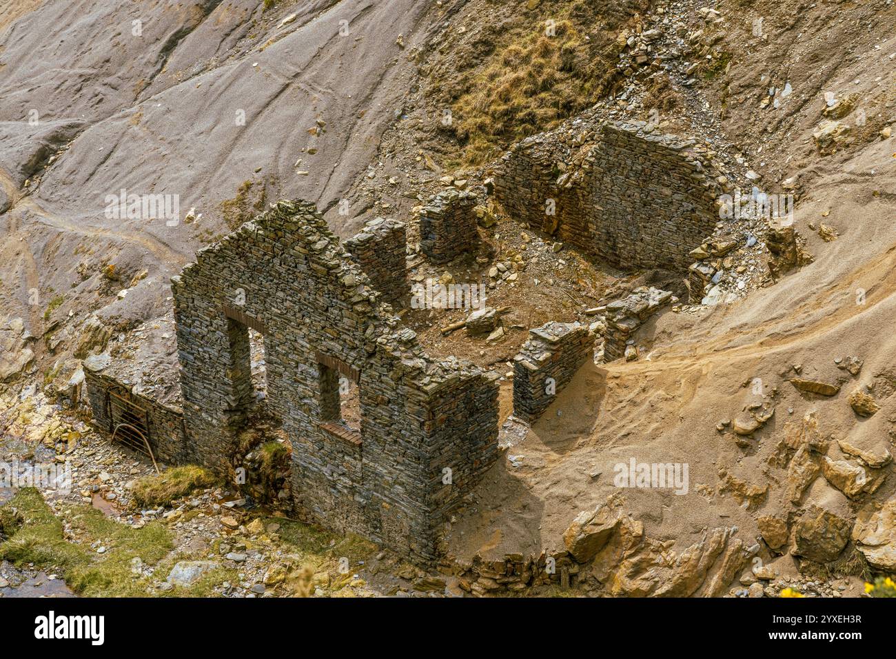 The remains of the derelict Great Snaefell Mine near Agneash, Garff ...