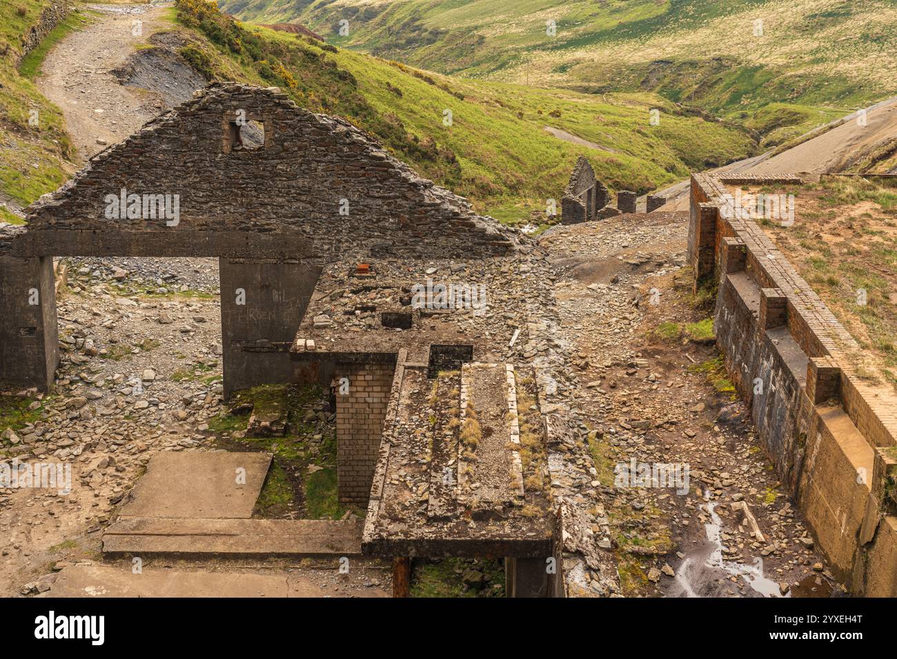 The remains of the derelict Great Snaefell Mine near Agneash, Garff ...