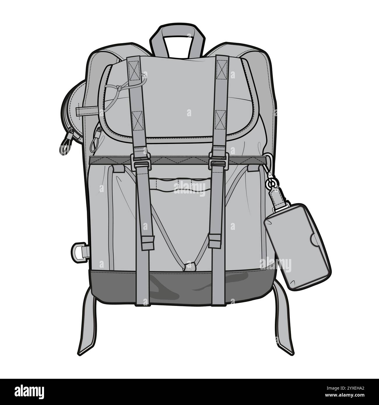 Travel backpack bags vector design technical flat drawing Stock Vector ...
