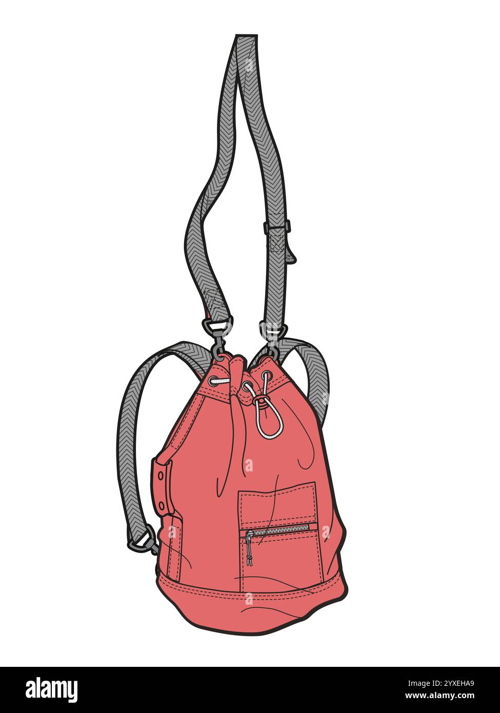 Drawstring crossbody bag flat sketch hi-res stock photography and ...