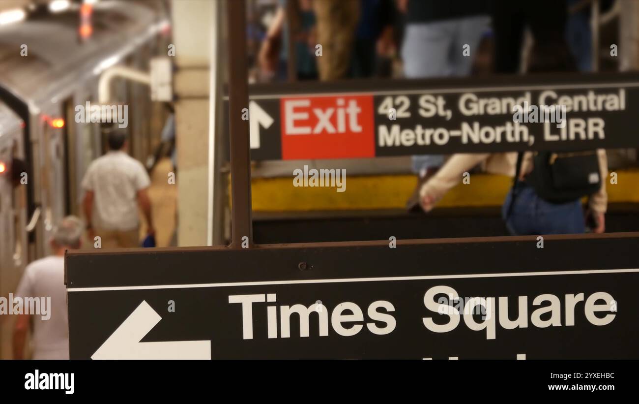 New York subway station interior, underground metropolitan platform ...