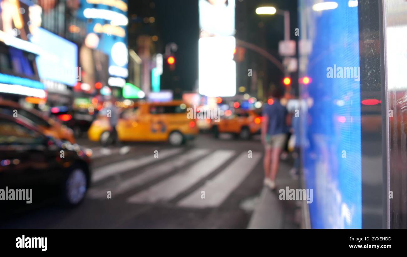 New York City Times Square, Manhattan Midtown Broadway street, USA. American NYC yellow taxi cab ...
