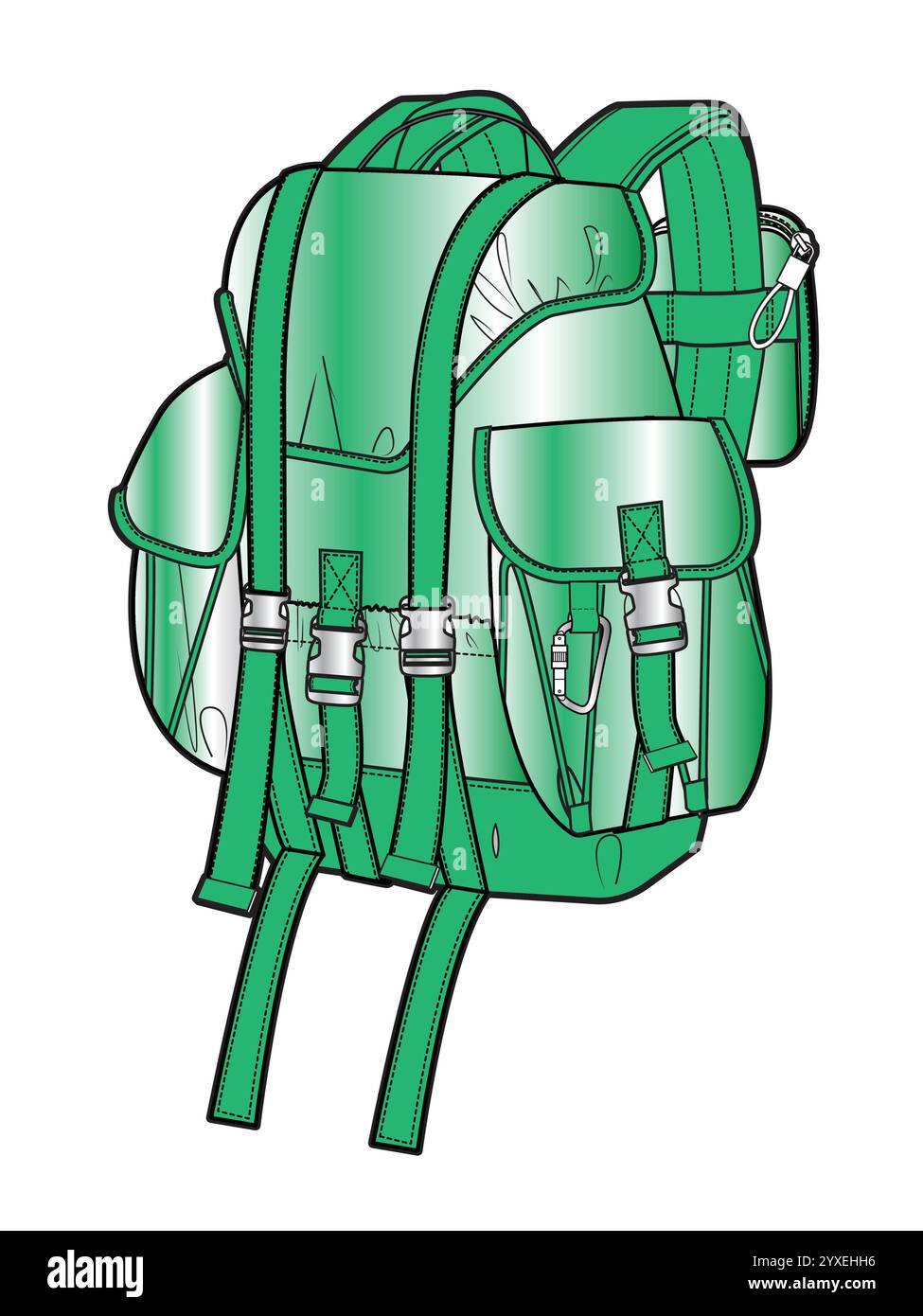 Rucksack bag vector design technical flat drawing Stock Vector Image ...