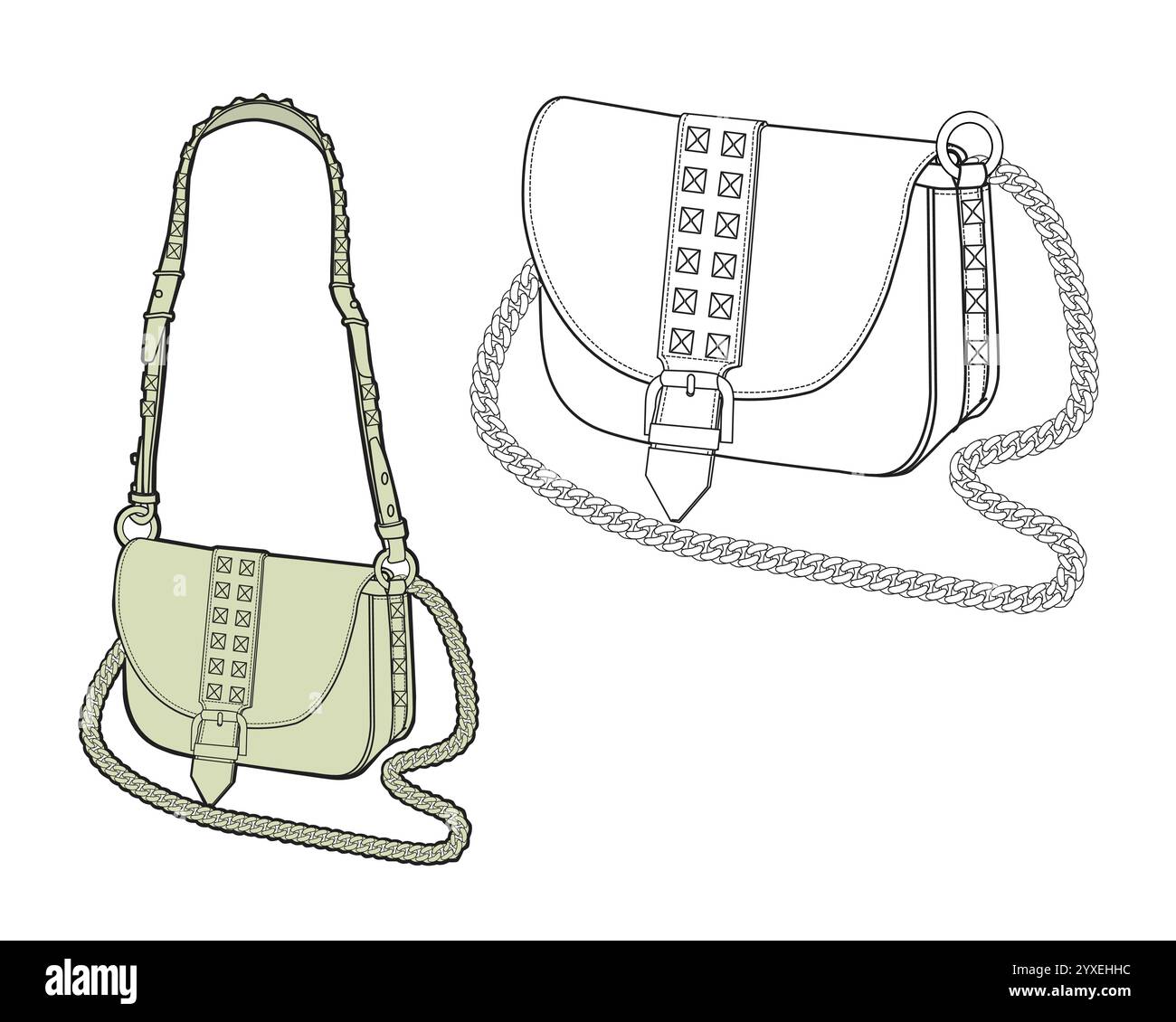 Chain cross body bag drawing hi-res stock photography and images - Alamy