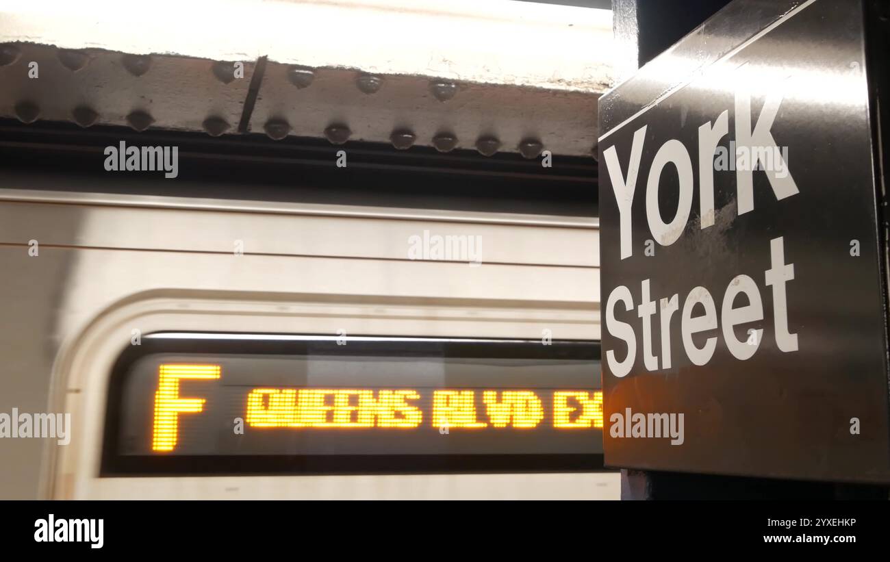 New York City subway station interior, underground metropolitan ...