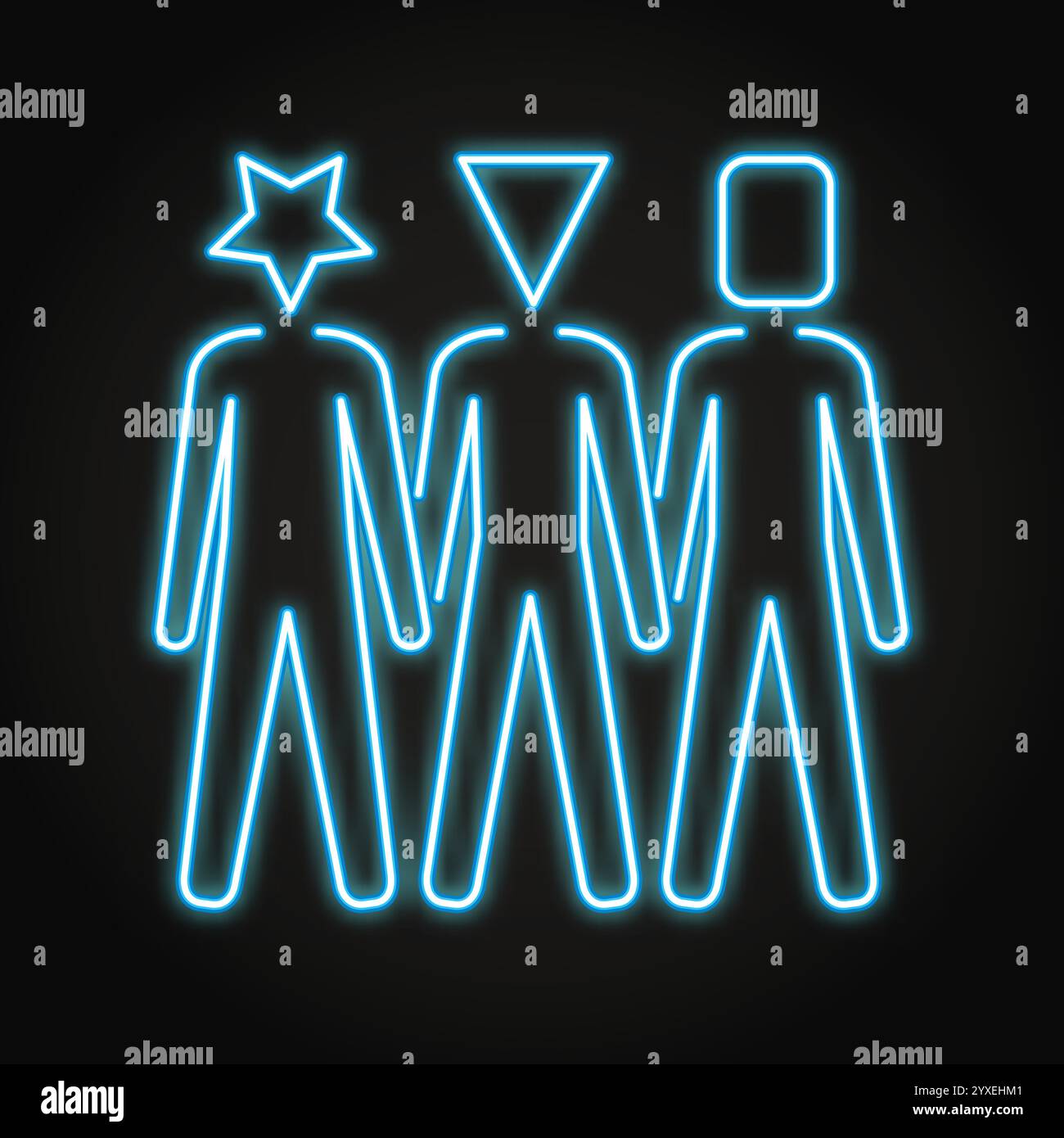 Diversity and inclusion neon icon. Diverse group, equality and ...