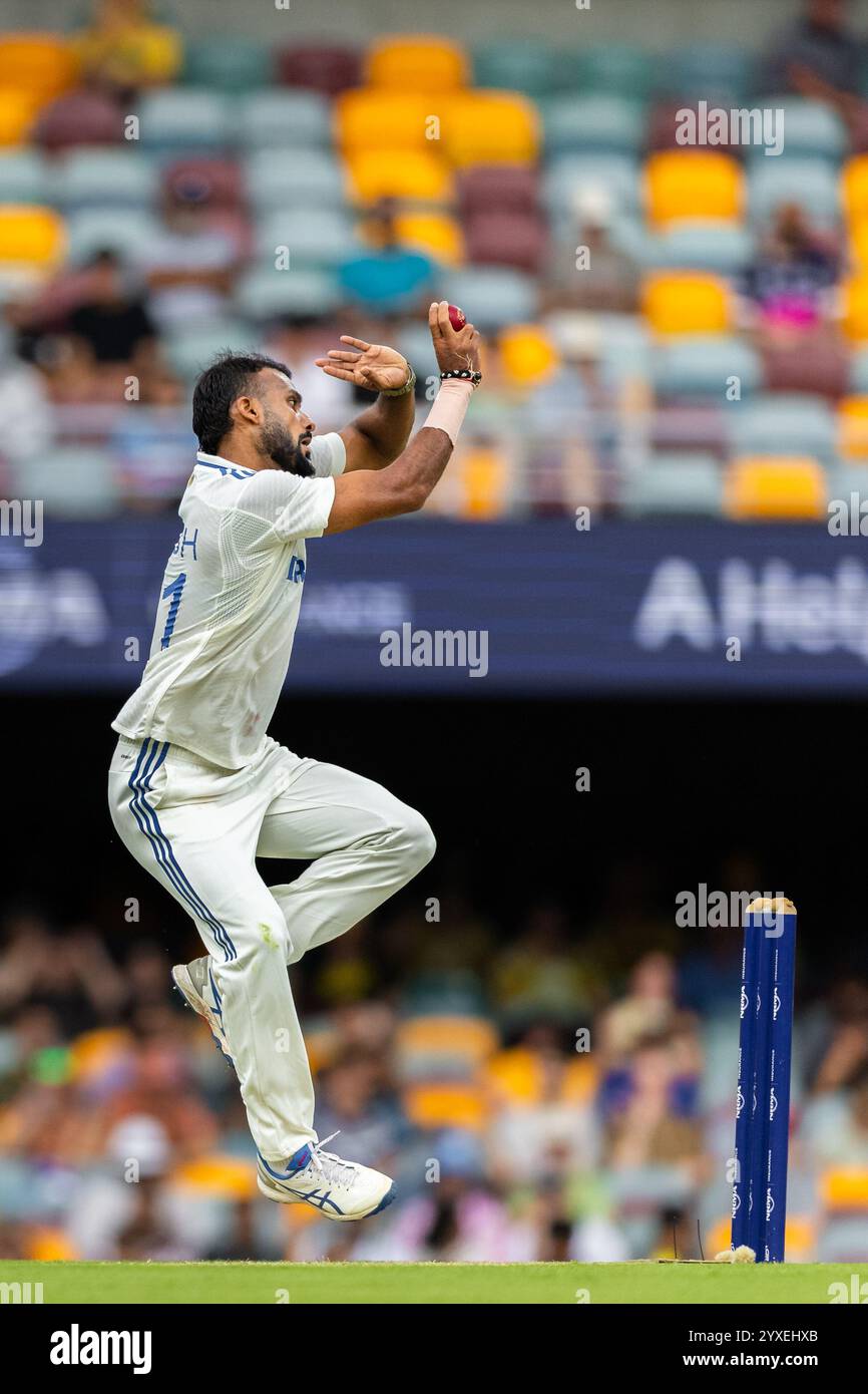 Brisbane, Australia, 16 December, 2024. Akash Deep of India bowls ...