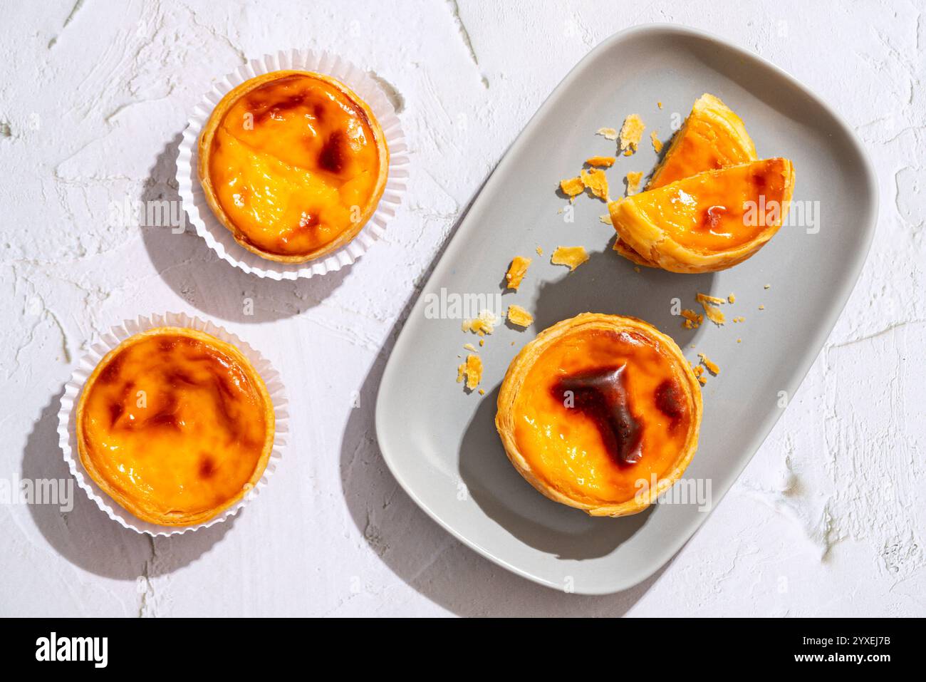 Egg tart, traditional Portuguese dessert, pastel de nata. Pasteis de ...