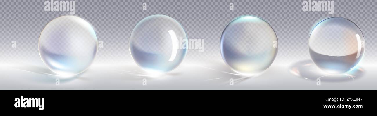 Glass ball 3D collection on transparent background with light ...