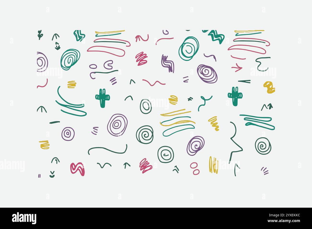 Hand sketch fun doodle sketch colorful shapes lines vector Stock Vector ...