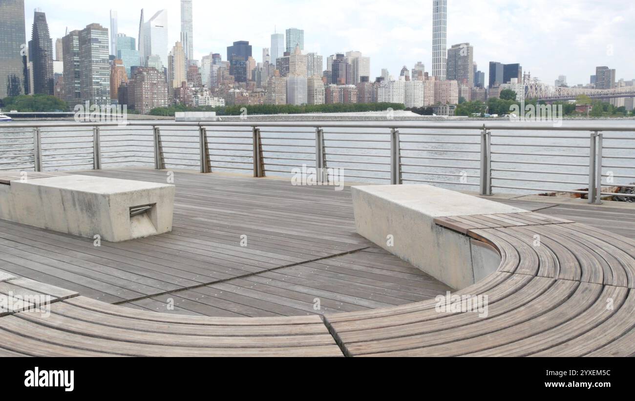 New York City waterfront skyline, Manhattan Midtown buildings ...