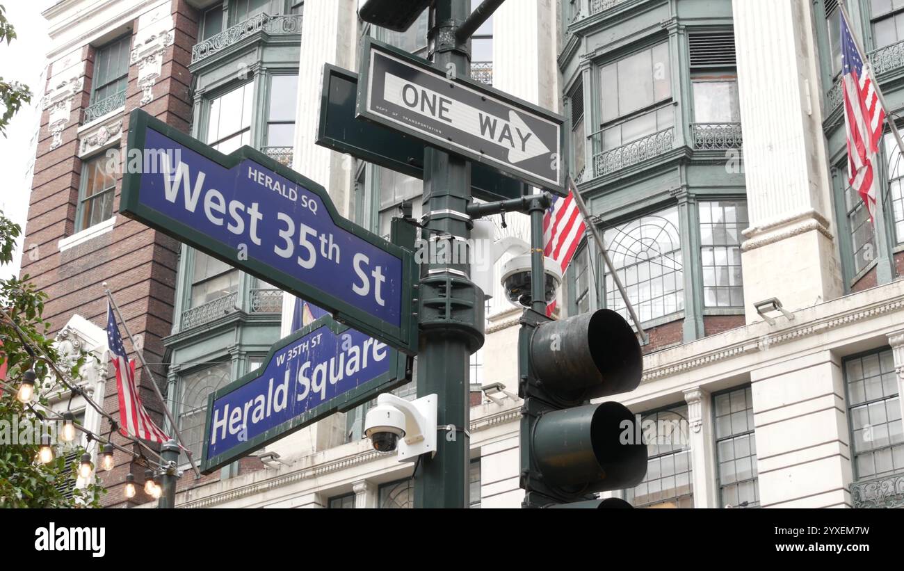 New York City crossroad, Manhattan Broadway street intersection road ...