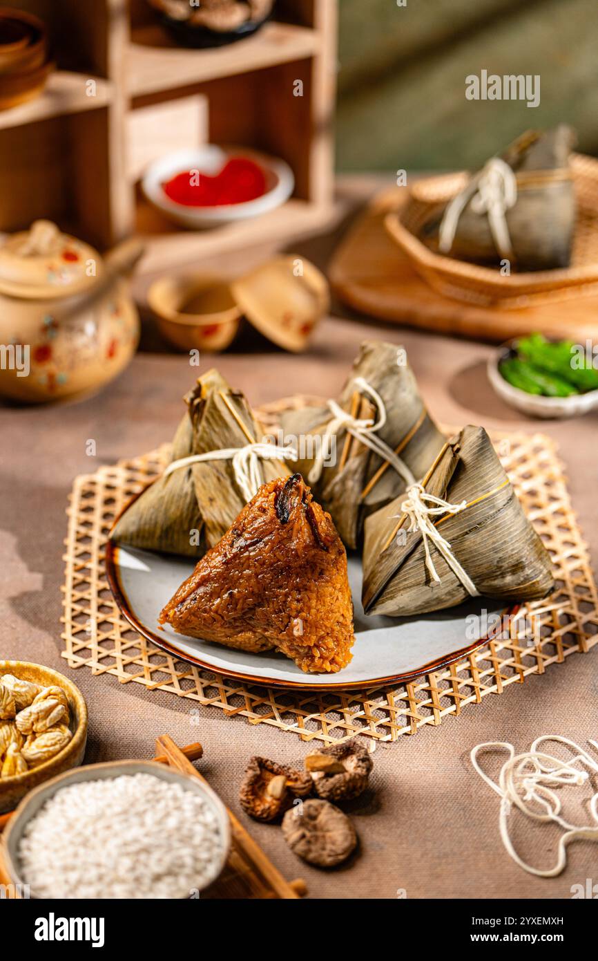 Zongzi is a traditional Chinese food made of glutinous rice stuffed ...