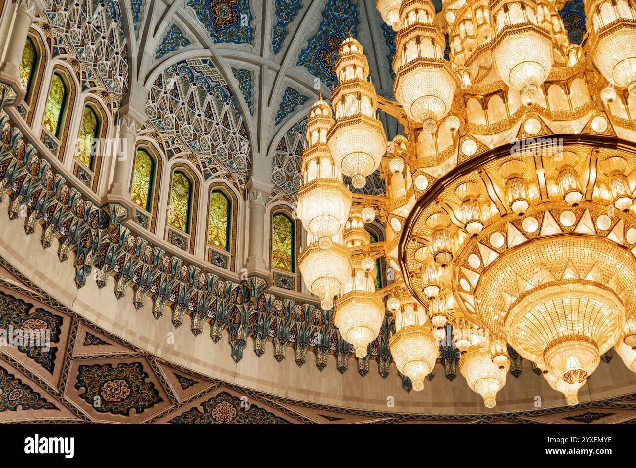 Details of interior of the Sultan Qaboos Grand Mosque, Oman Stock Photo ...