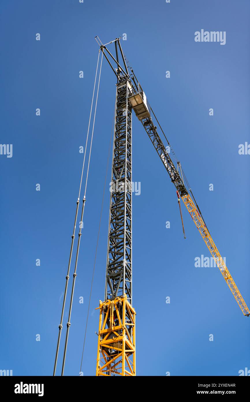 Construction site with building crane. Industrial area. Building and ...