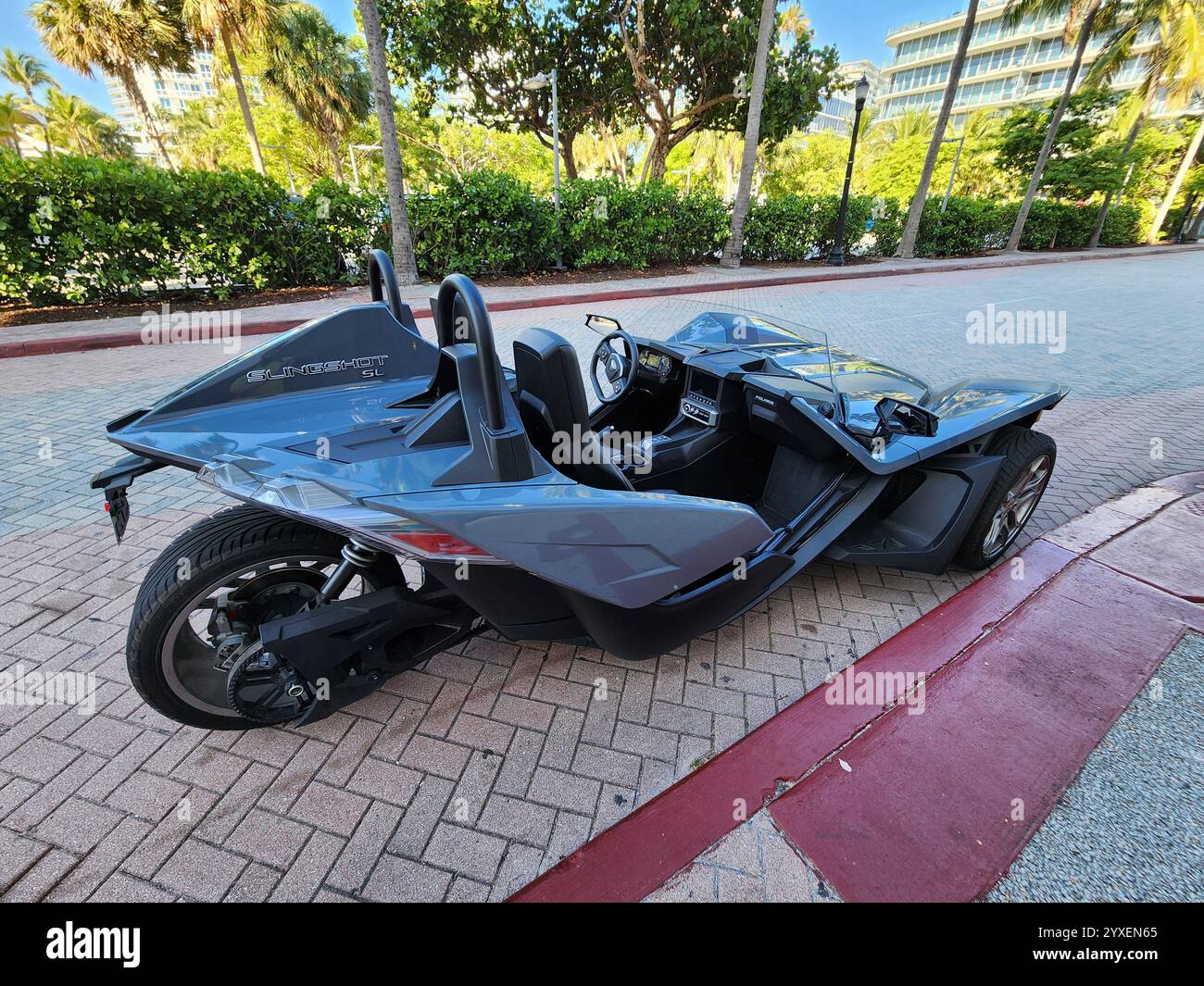Miami Beach, Florida USA - June 6, 2024: 2023 Polaris Slingshot SL Grey ...
