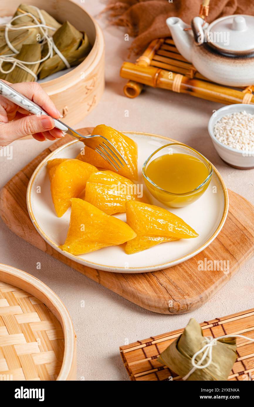 Kue cang or Ki Jang and Zongzi or Bakcang. Chinese savoury sticky rice ...