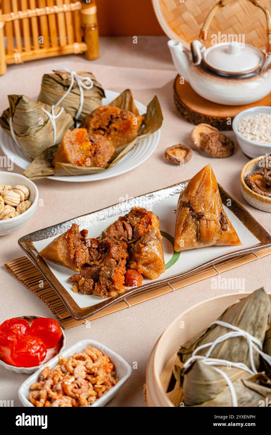 Zongzi is a traditional Chinese food made of glutinous rice stuffed ...