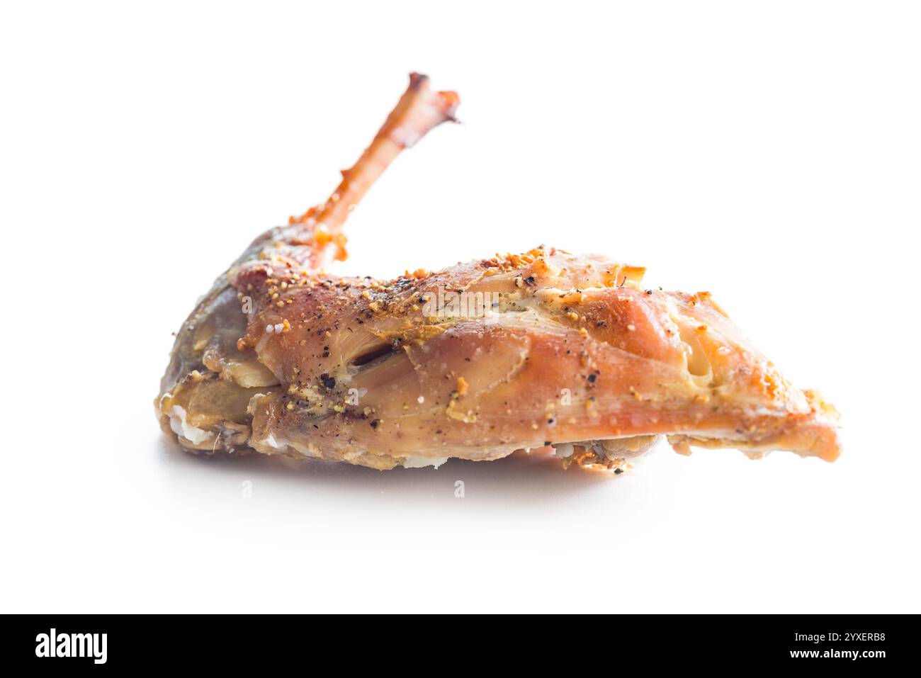 Roasted rabbit leg isolated on a white background Stock Photo - Alamy