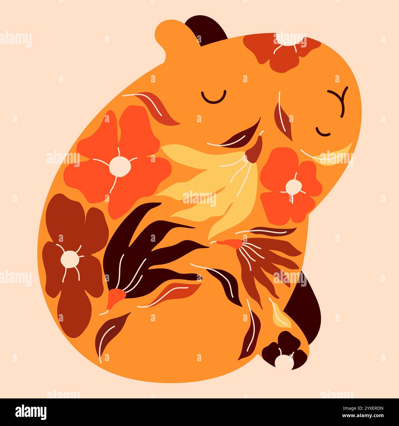 Kawaii cutie capybara with flowers on her body Stock Vector Image & Art ...