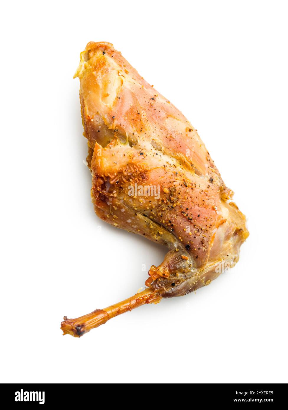 Roasted rabbit leg isolated on a white background Stock Photo - Alamy