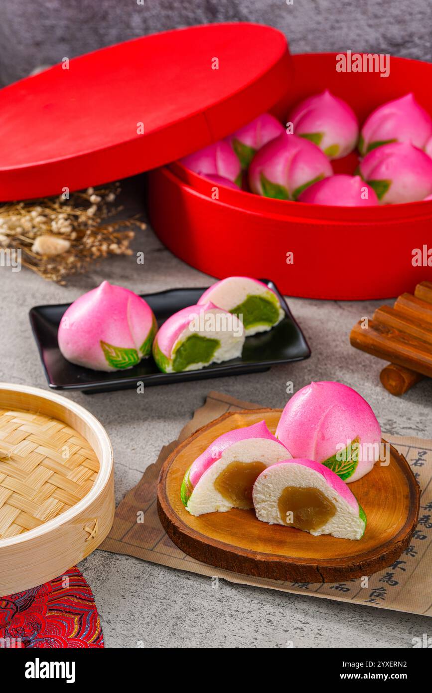 Sienthou peach is a symbol of longevity. Baozi or Bakpao is a type of ...