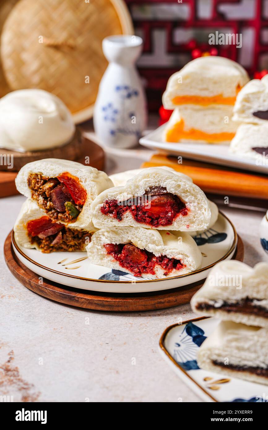 Baozi, Chinese Steamed Buns is a type of yeast-leavened filled bun in ...