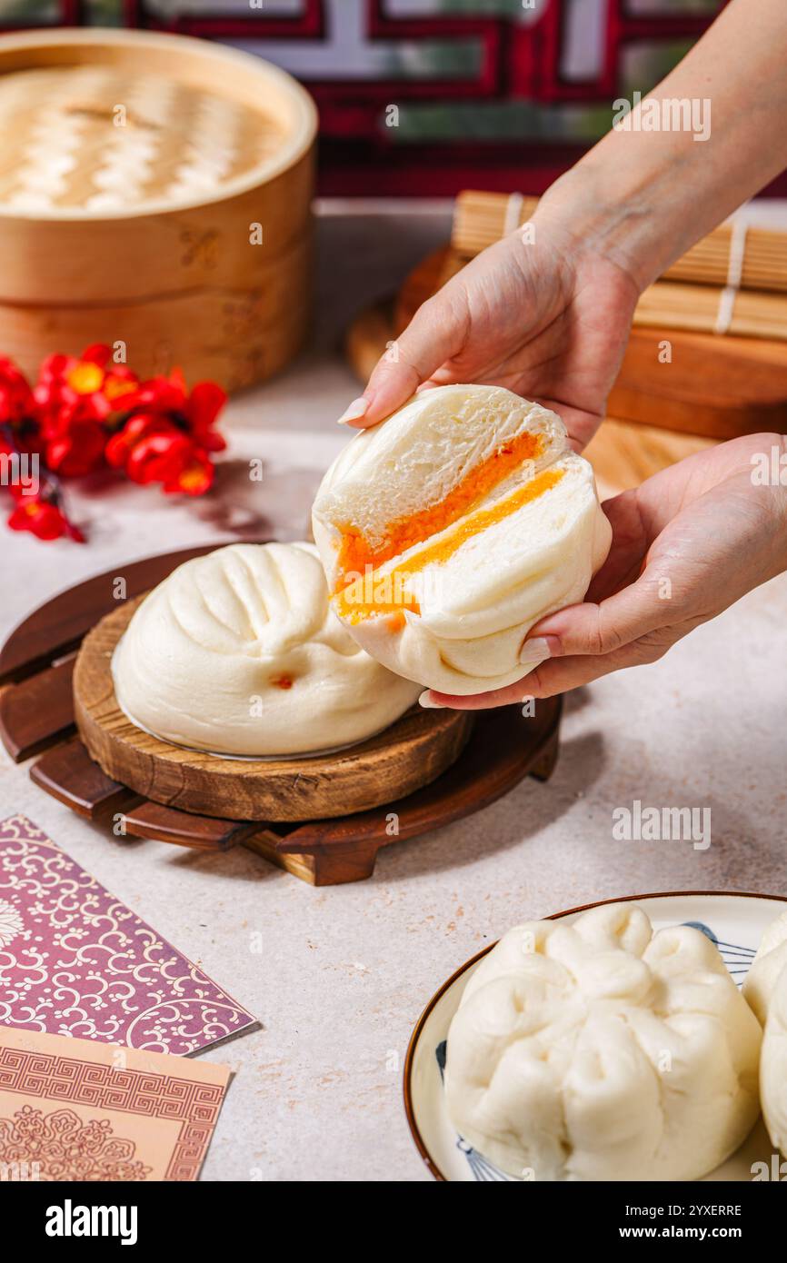Baozi, Chinese Steamed Buns is a type of yeast-leavened filled bun in ...