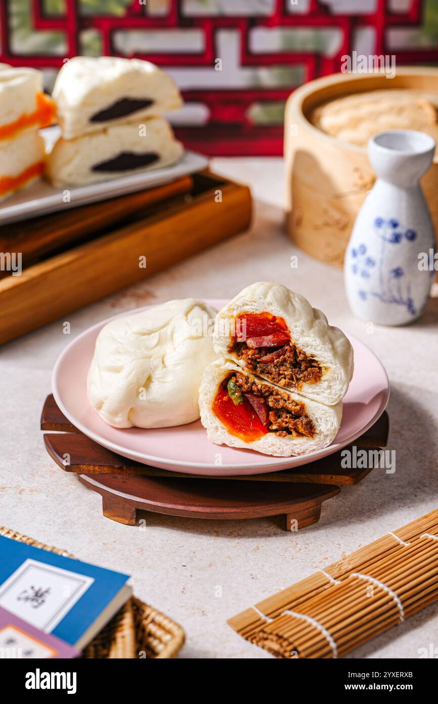 Baozi, Chinese Steamed Buns is a type of yeast-leavened filled bun in ...