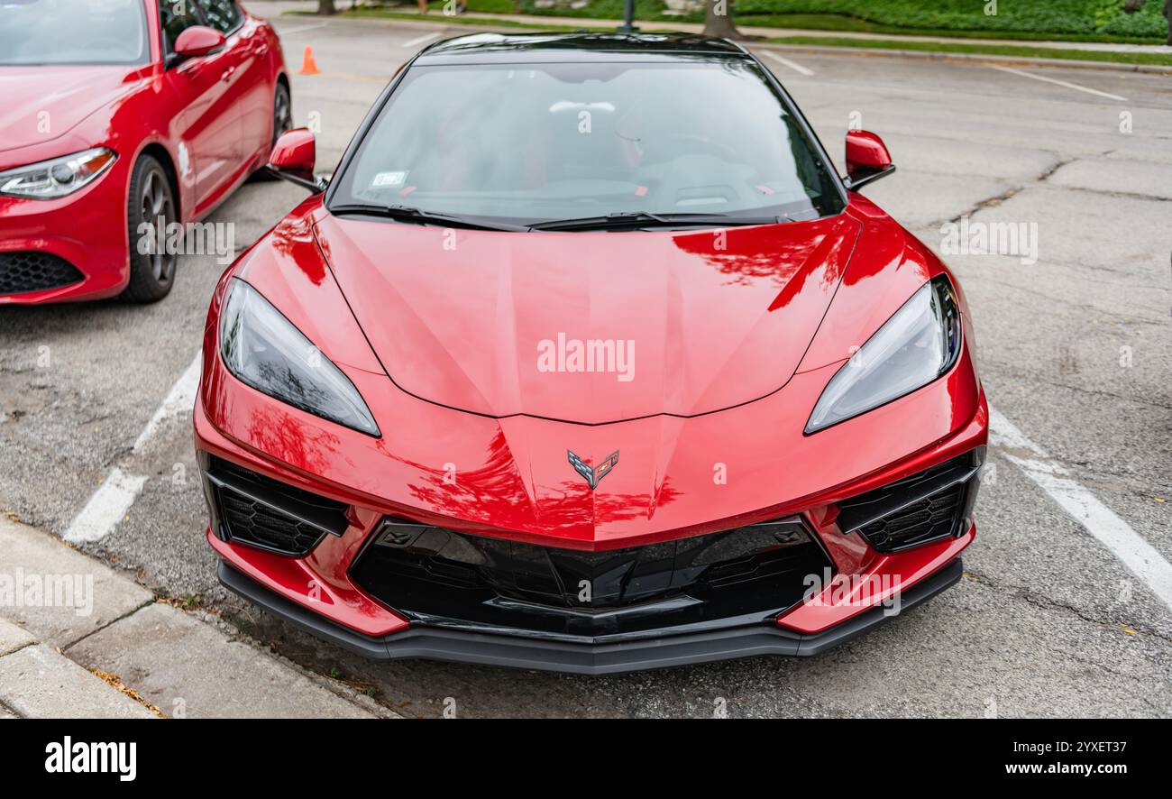 Chicago, Illinois - September 29, 2024: Chevrolet Corvette Stingray red ...