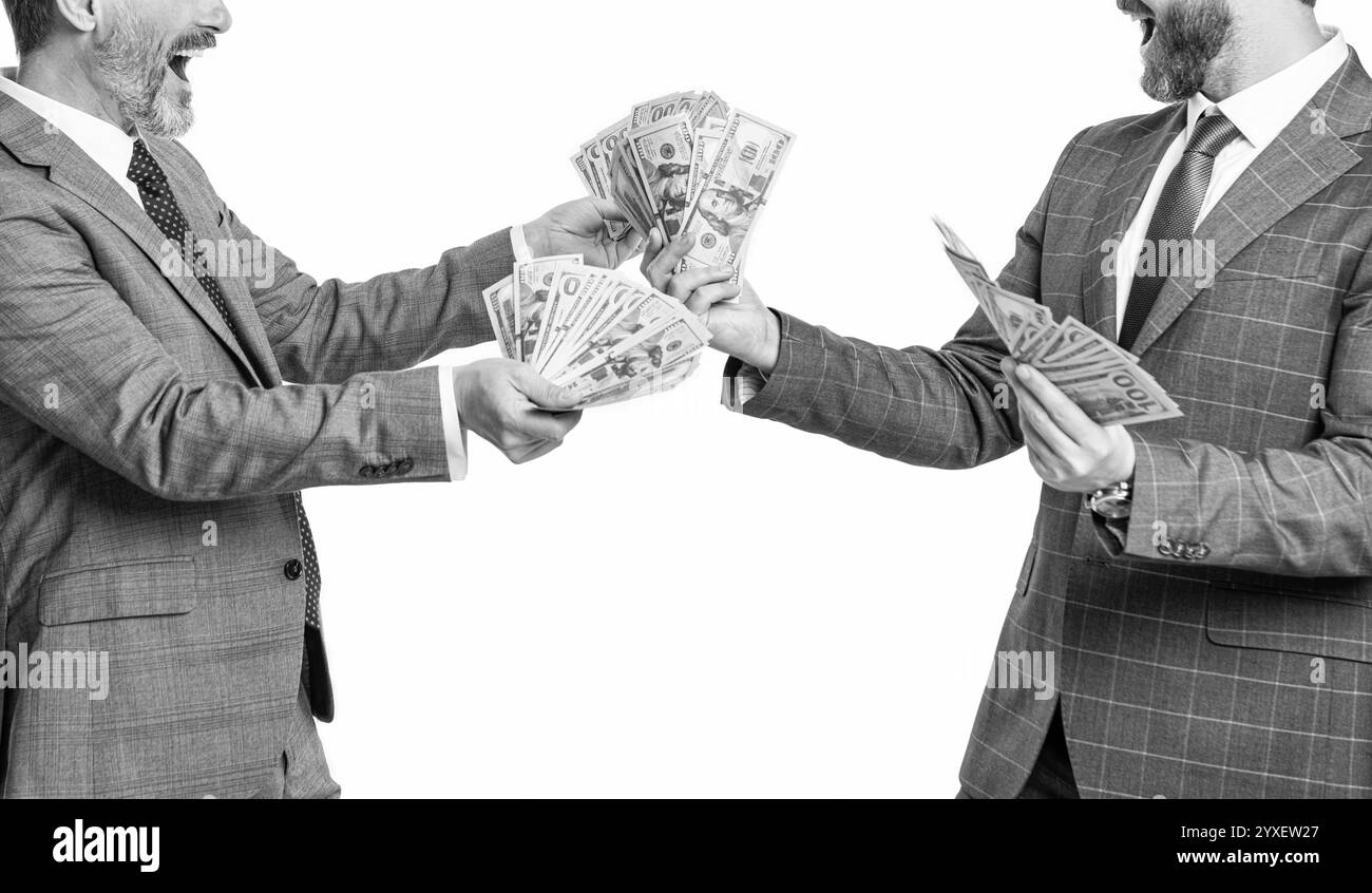two businessmen counting money. business success and profit ...