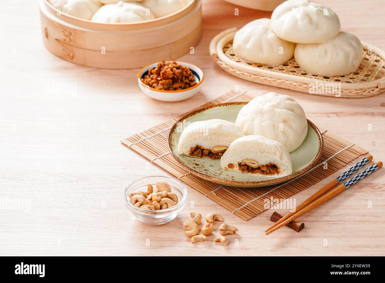 Baozi or Chinese Steamed Buns is a type of yeast-leavened filled bun in ...