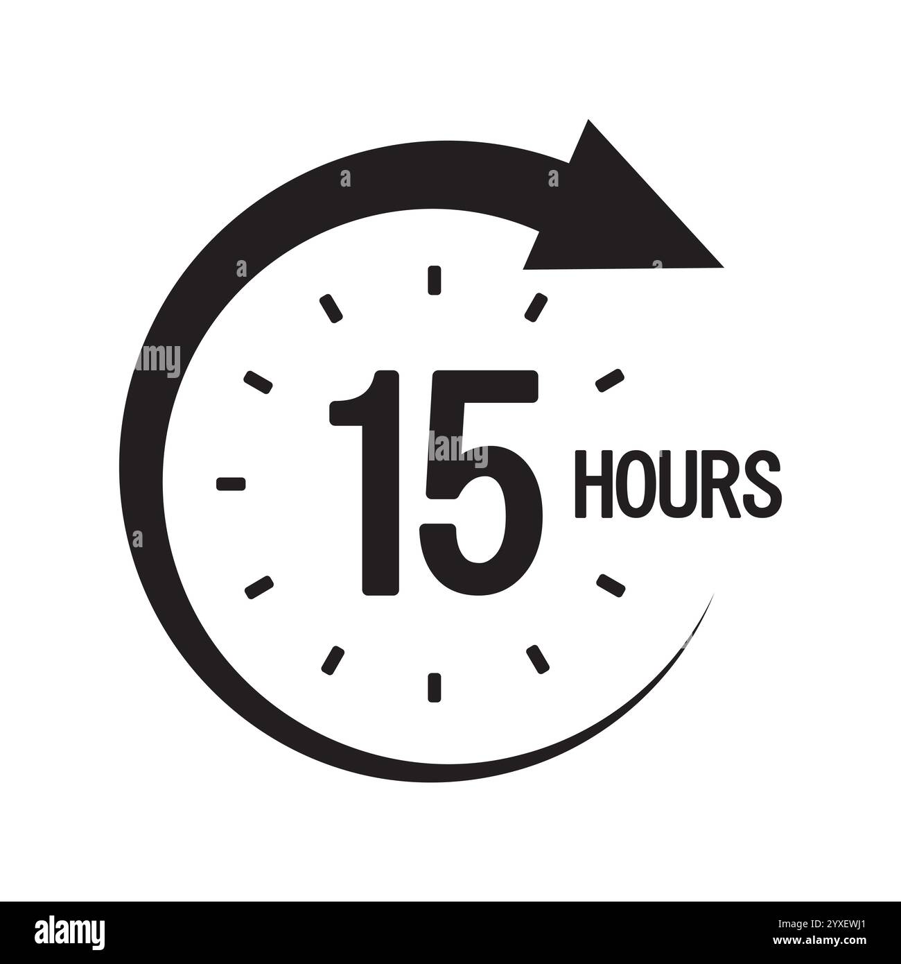 15 hours icon. Fifteen hours focus. Circular countdown clock. Time ...