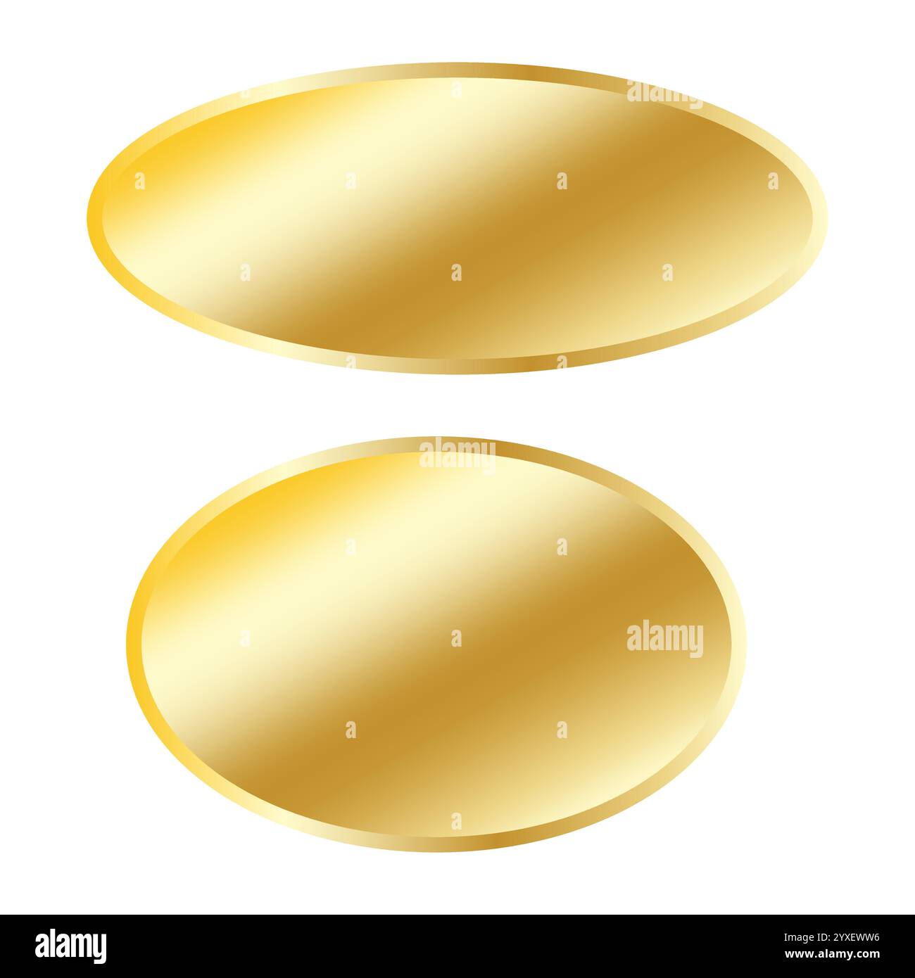Golden oval shapes. Metallic gradient design. Shiny vector elements ...