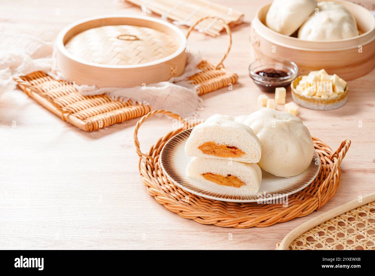 Baozi or Chinese Steamed Buns is a type of yeast-leavened filled bun in ...