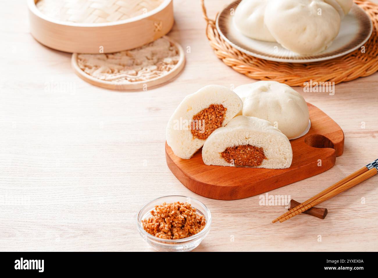 Baozi or Chinese Steamed Buns is a type of yeast-leavened filled bun in ...