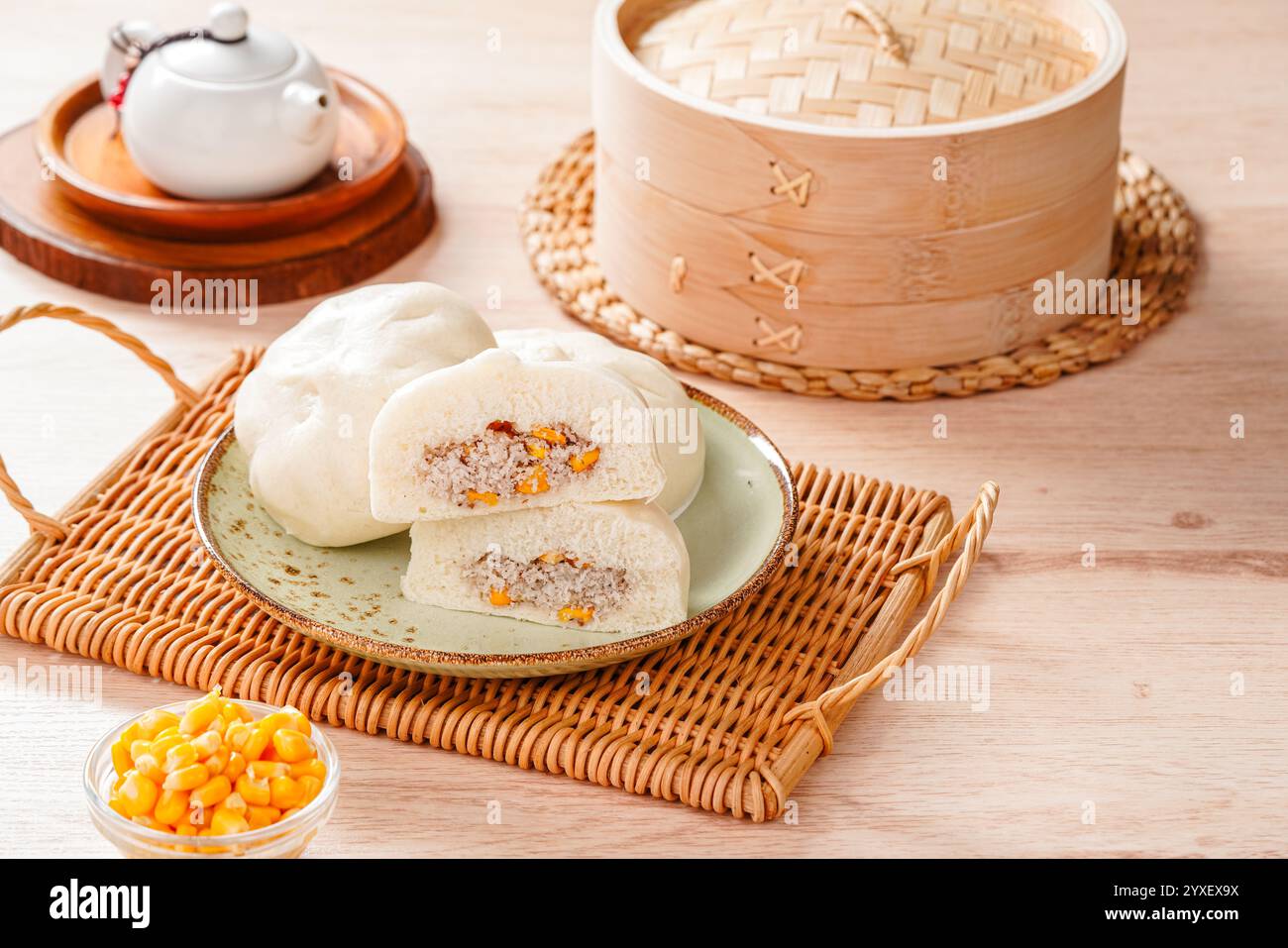 Baozi or Chinese Steamed Buns is a type of yeast-leavened filled bun in ...