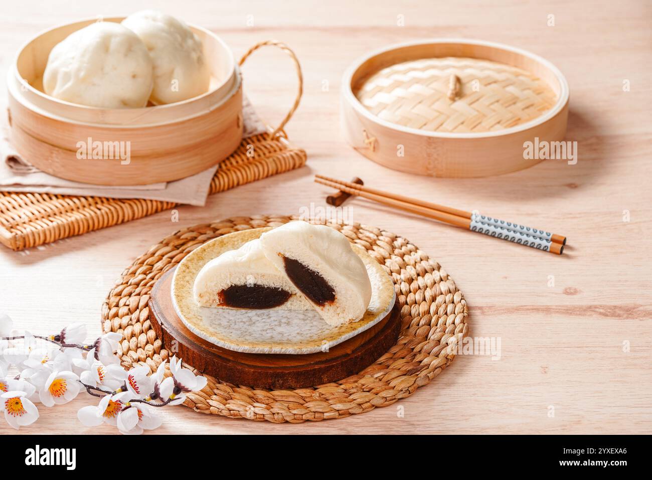 Baozi or Chinese Steamed Buns is a type of yeast-leavened filled bun in ...