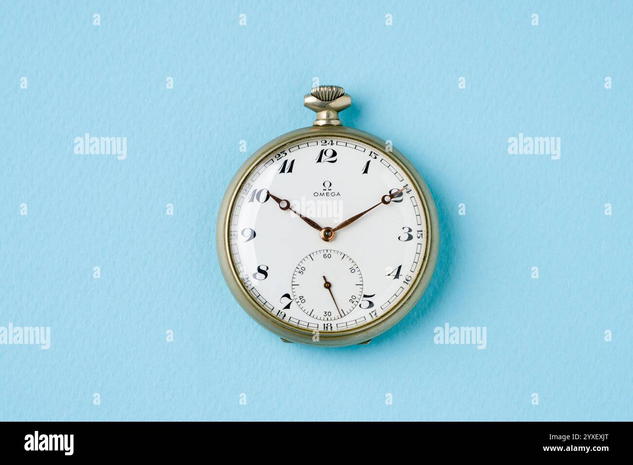 Antalya, Turkey - October 16, 2024: Silver pocket watch from Omega ...